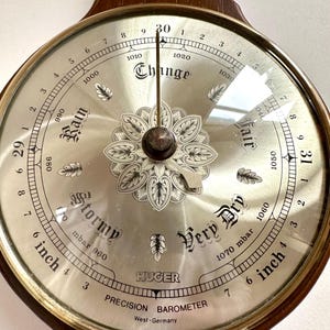 Antique West-germany Made. Solid Oak Barometer With Thermometer Scale ...