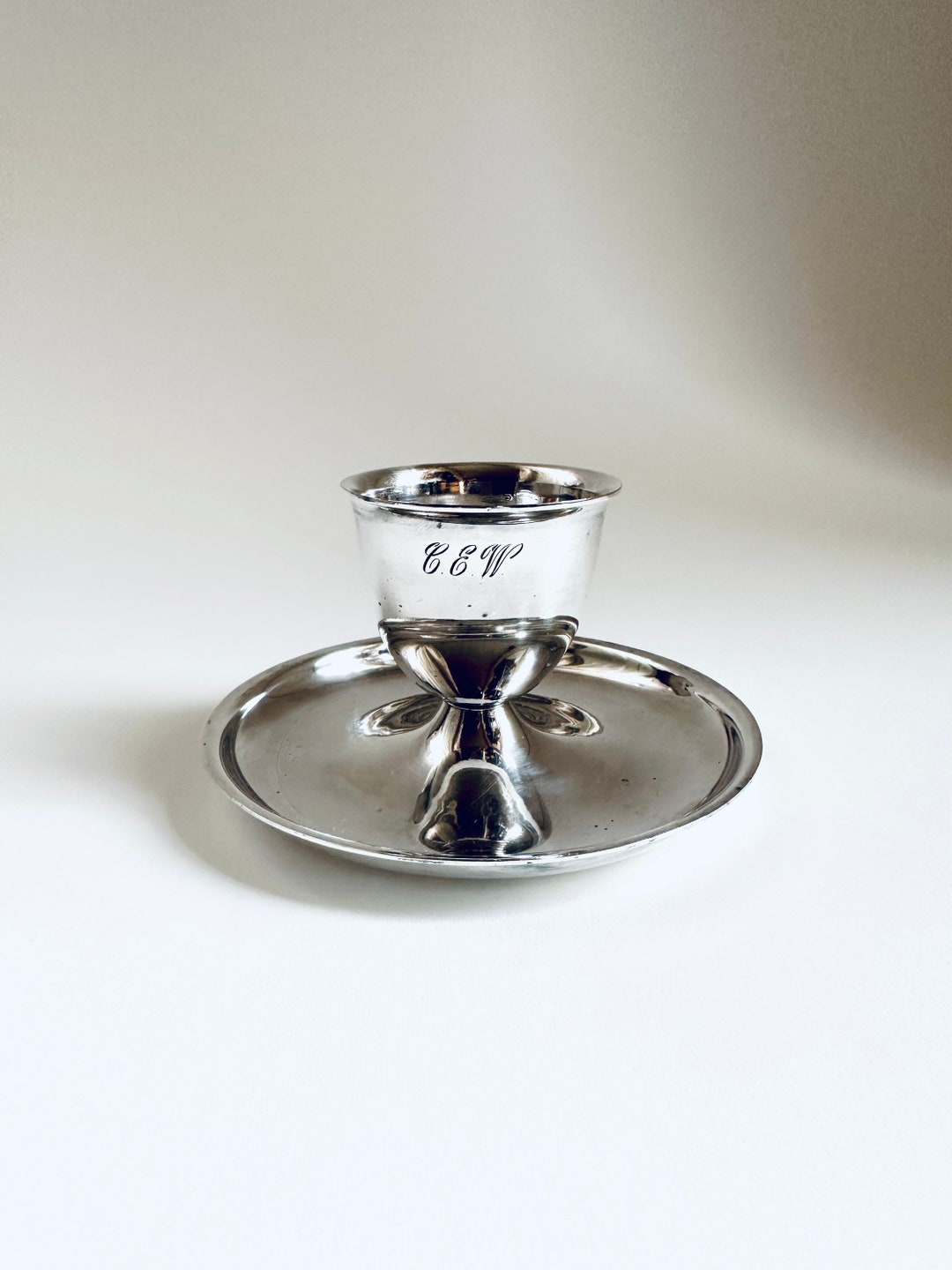 Vintage EGG CUP Silver Plated Engraved - Etsy