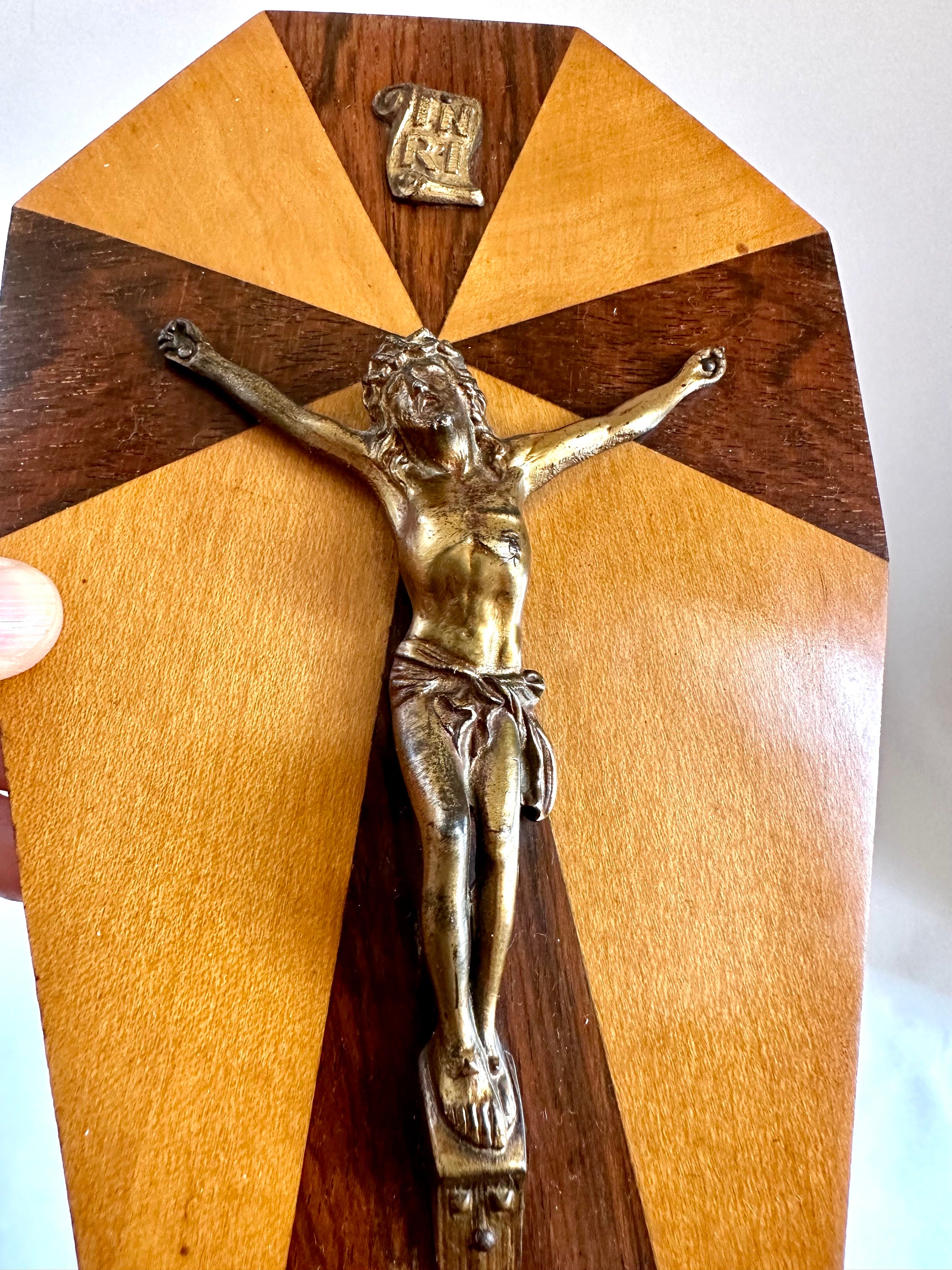Wooden Mounted Crucifix Parquetry Effect Inlaid Approx. 25cm - Etsy