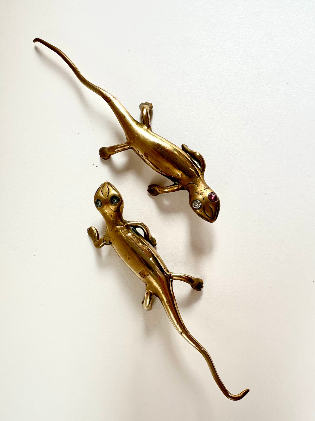 Set of 2 Vintage Gecko Brass Decorations Lizards Unique Ornaments ...