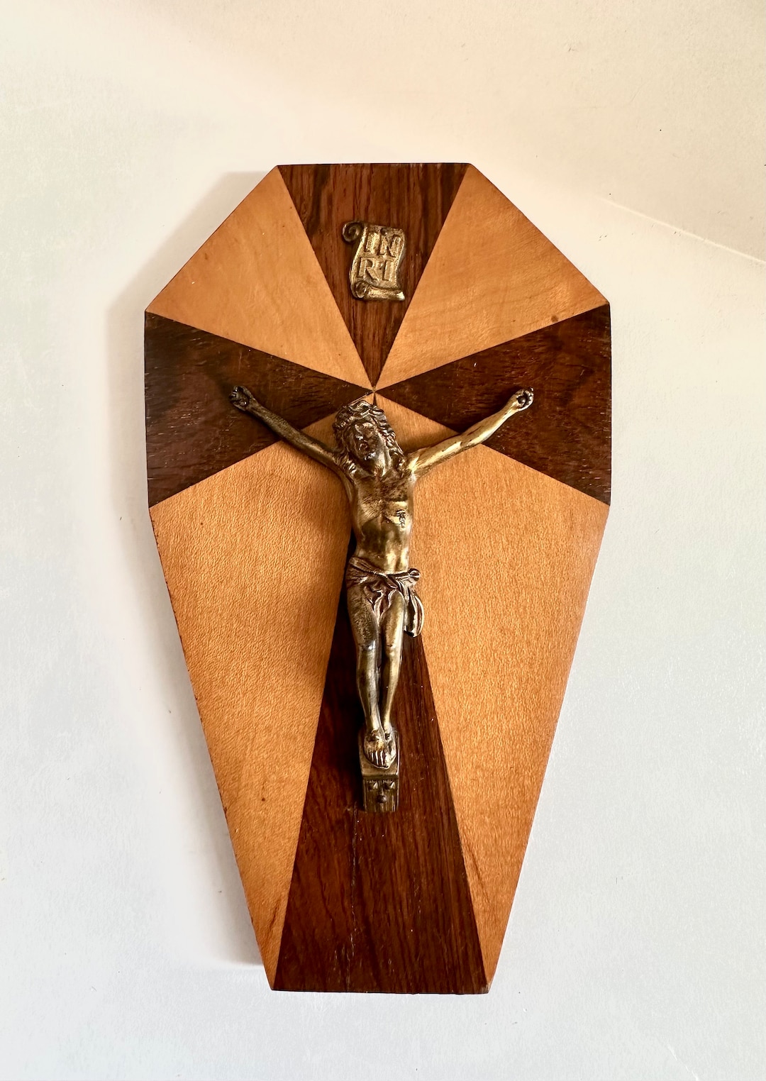 Wooden Mounted Crucifix Parquetry Effect Inlaid Approx. 25cm - Etsy