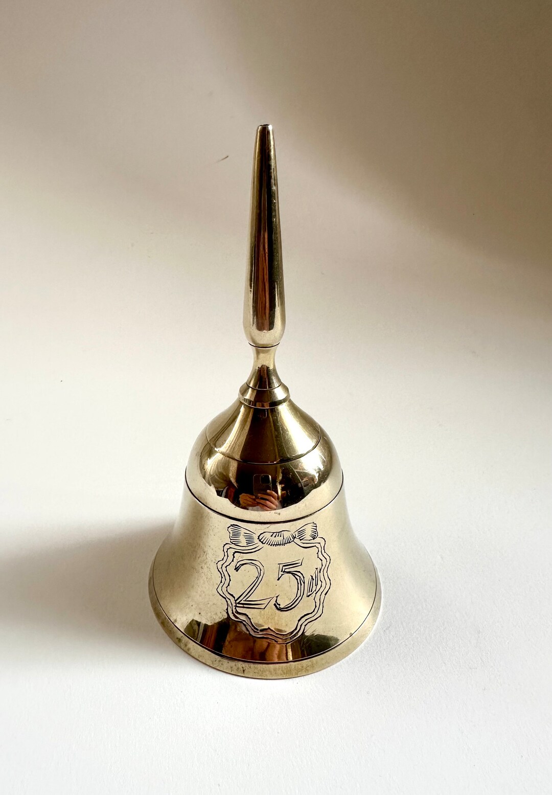 Vintage Brass Metal Handheld Bell Desktop. Engraved 25 - Etsy