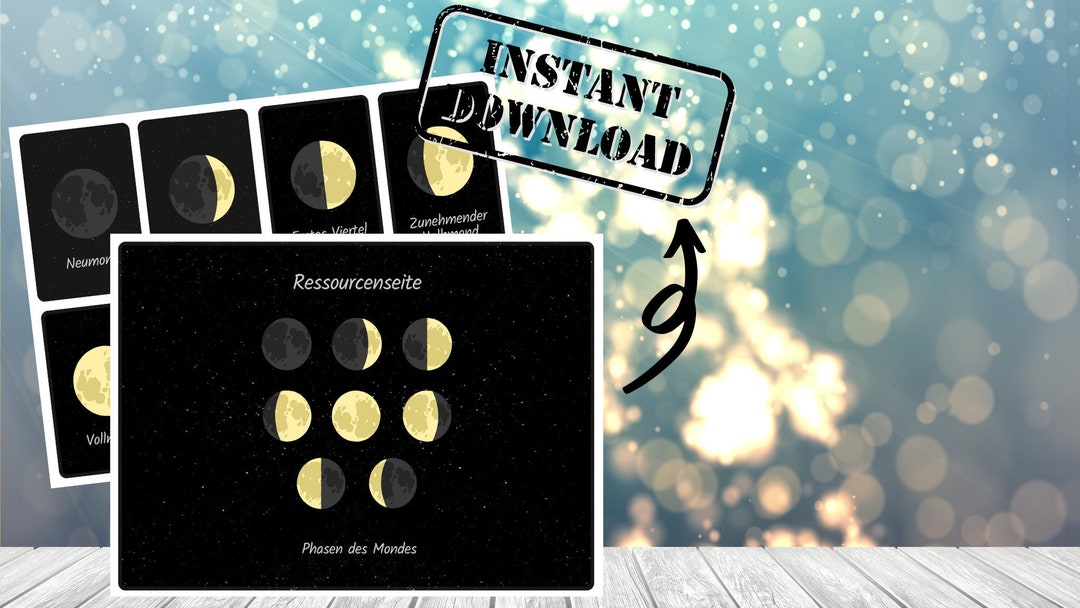 Moon Phase Flashcards for Kids: Digital Printable Set for - Etsy