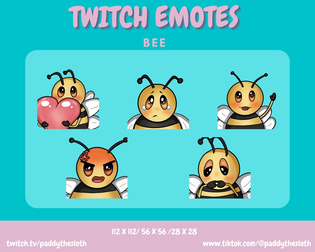 Cute Twitch/discord Bee Emote Pack (heart,sad,hey,angry,shy) - Etsy
