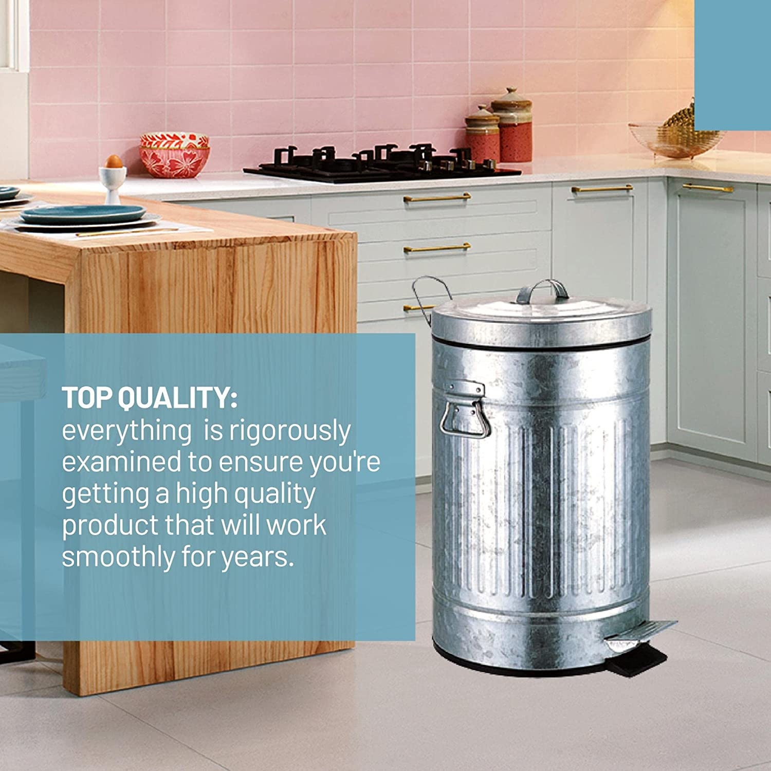 Galvanized Iron Trash Can 20 Liters/5.3 Gal - Etsy