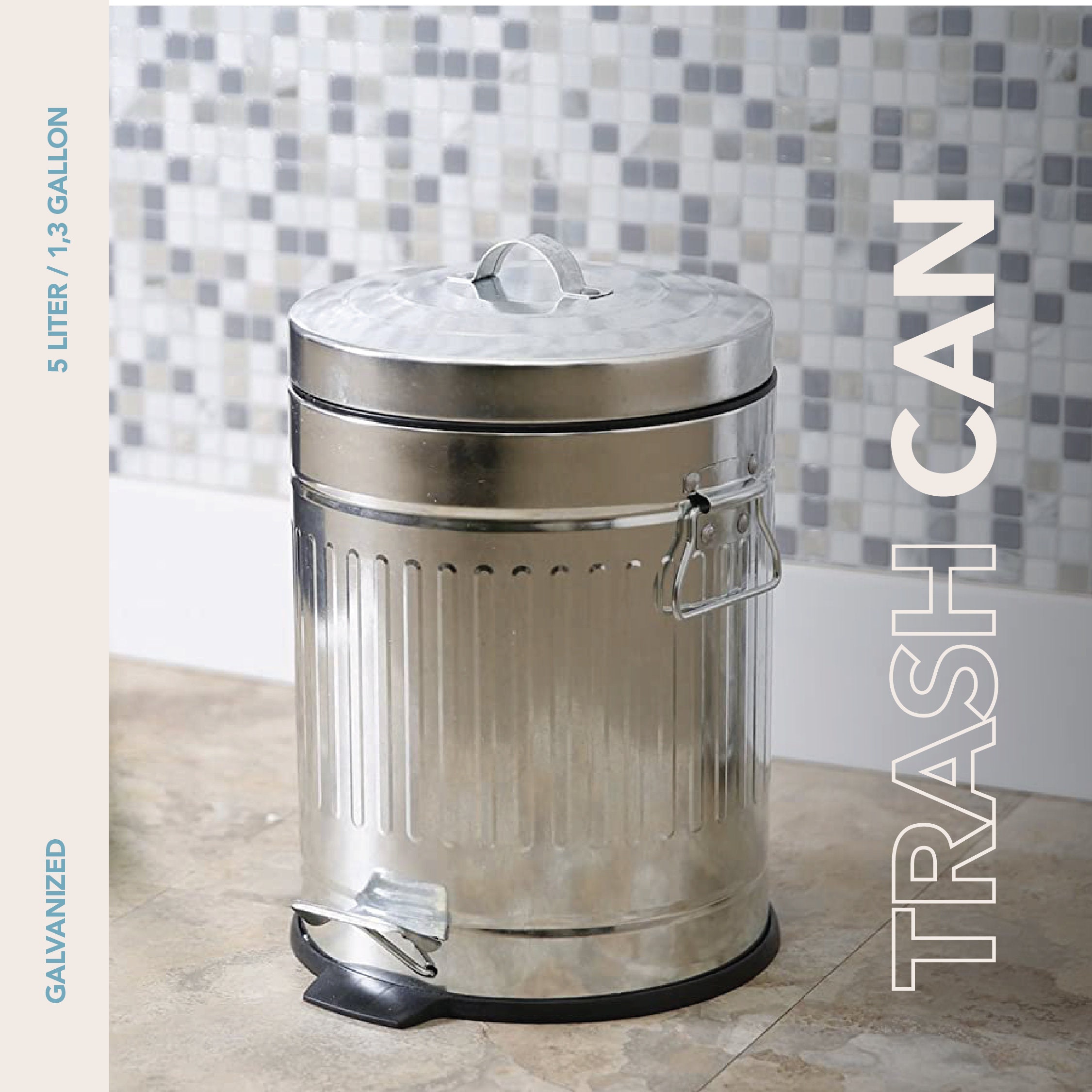 Galvanized Iron Trash Can 20 Liters/5.3 Gal - Etsy