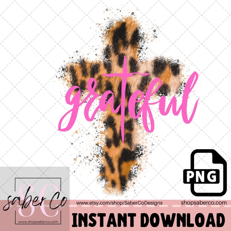 Grateful Leopard Print Cross Png Instant Download Png - Etsy