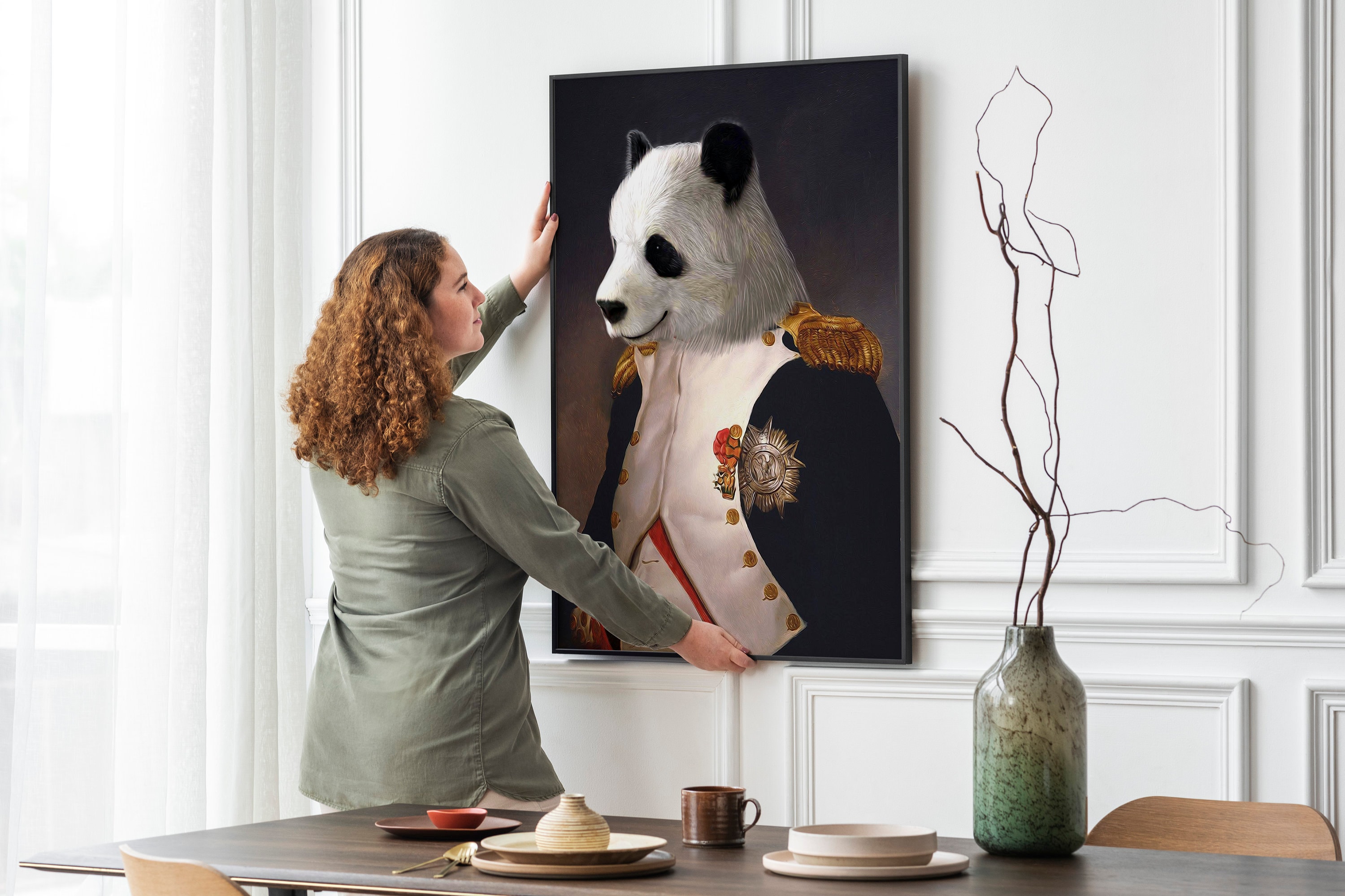 King Panda Portrait Vintage Royal Panda Poster Renaissance - Etsy