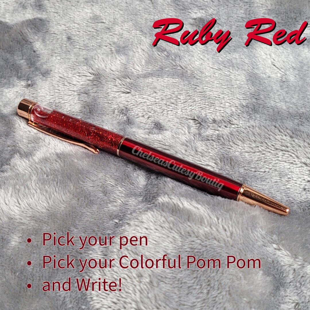 Ruby Red Pen Colorful Fuzzy Faux Fur Pom Pom - Etsy