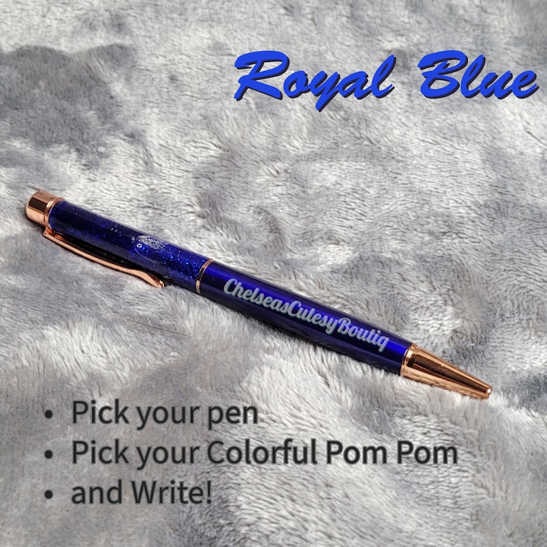 Royal Blue Pen Colorful Fuzzy Faux Fur Pom Pom - Etsy