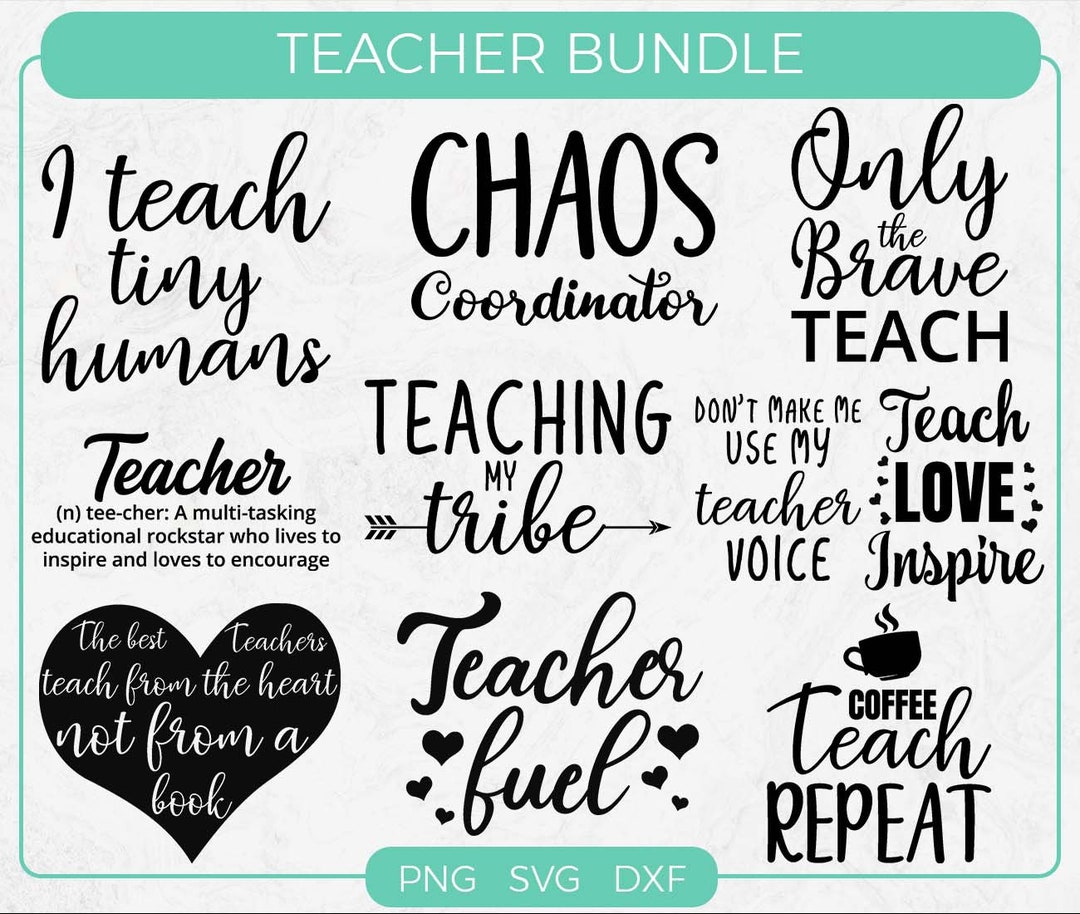 Teacher SVG Bundle, School Teacher Appreciation Svg, Funny Quote and ...