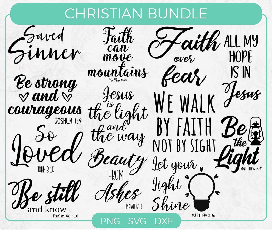 Christian Svg Bundle, Religious Quote and Saying, Jesus Svg, Bible ...