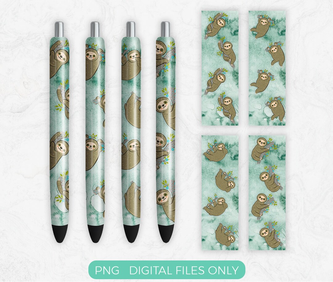 Sloth Pen Wrap PNG Sublimation Design, Digital Download - Etsy
