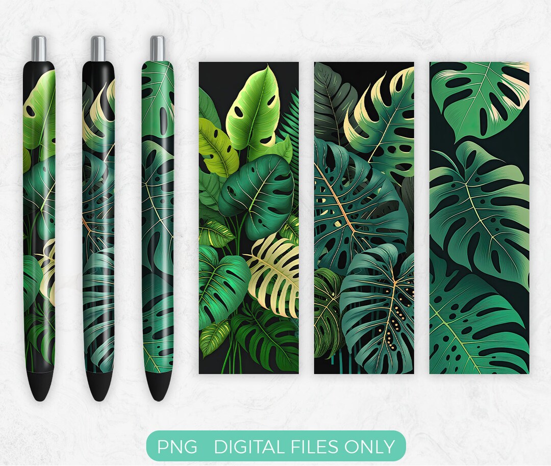 Tropical Leave Pen Wrap, Monstera PNG Sublimation Design, Digital ...