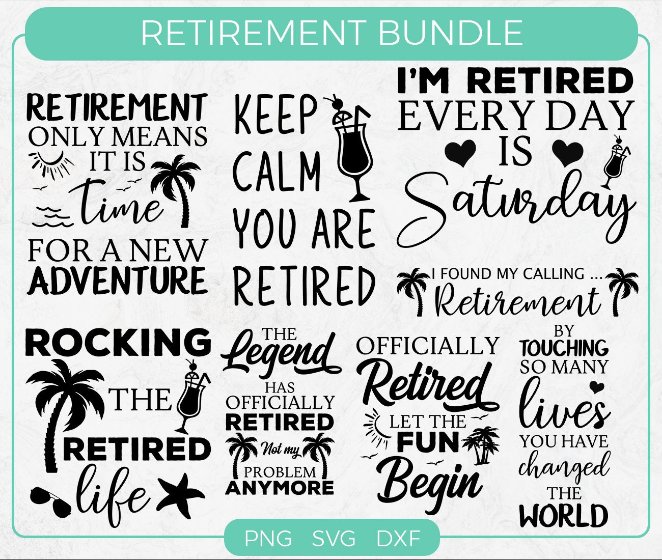 Officially Retired SVG Bundle, Retirement Quotes and Saying, Cut File ...