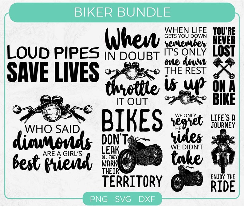 Motorcycle SVG Bundle, Biker Svg, Motor Bike Sayings and Quotes, Cut ...