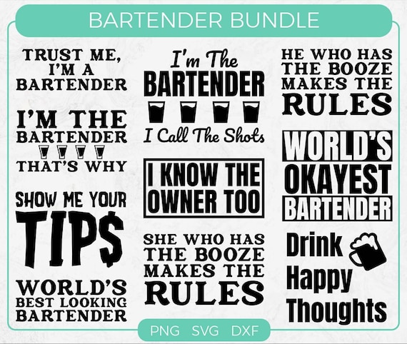 Bartender SVG Bundle Bar Svg Server Svg Bartender Sayings - Etsy Canada