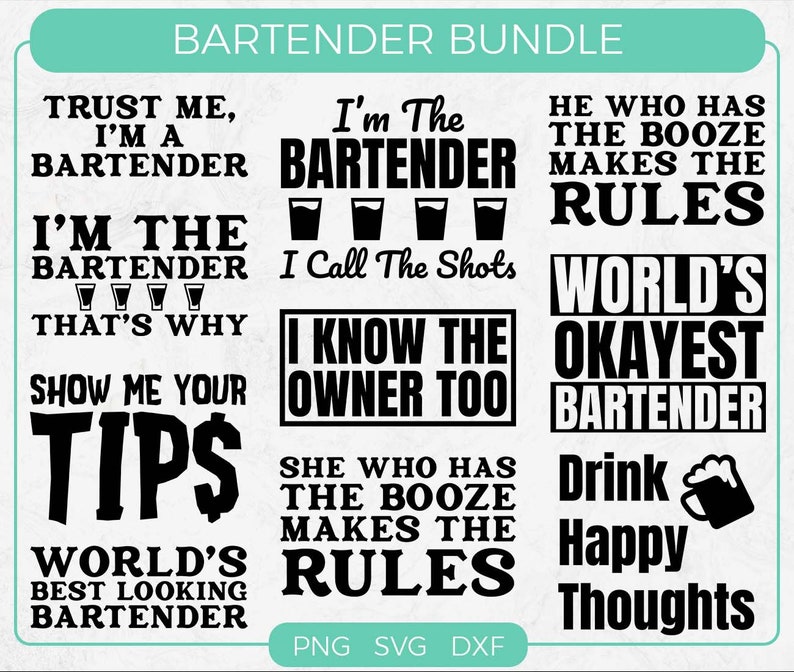 Bartender SVG Bundle Bar Svg Server Svg Bartender Sayings - Etsy Canada