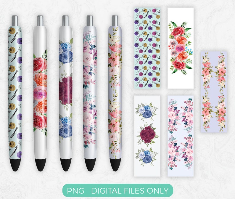 Floral Pen Wrap, Flower PNG Sublimation Design, Digital Download - Etsy