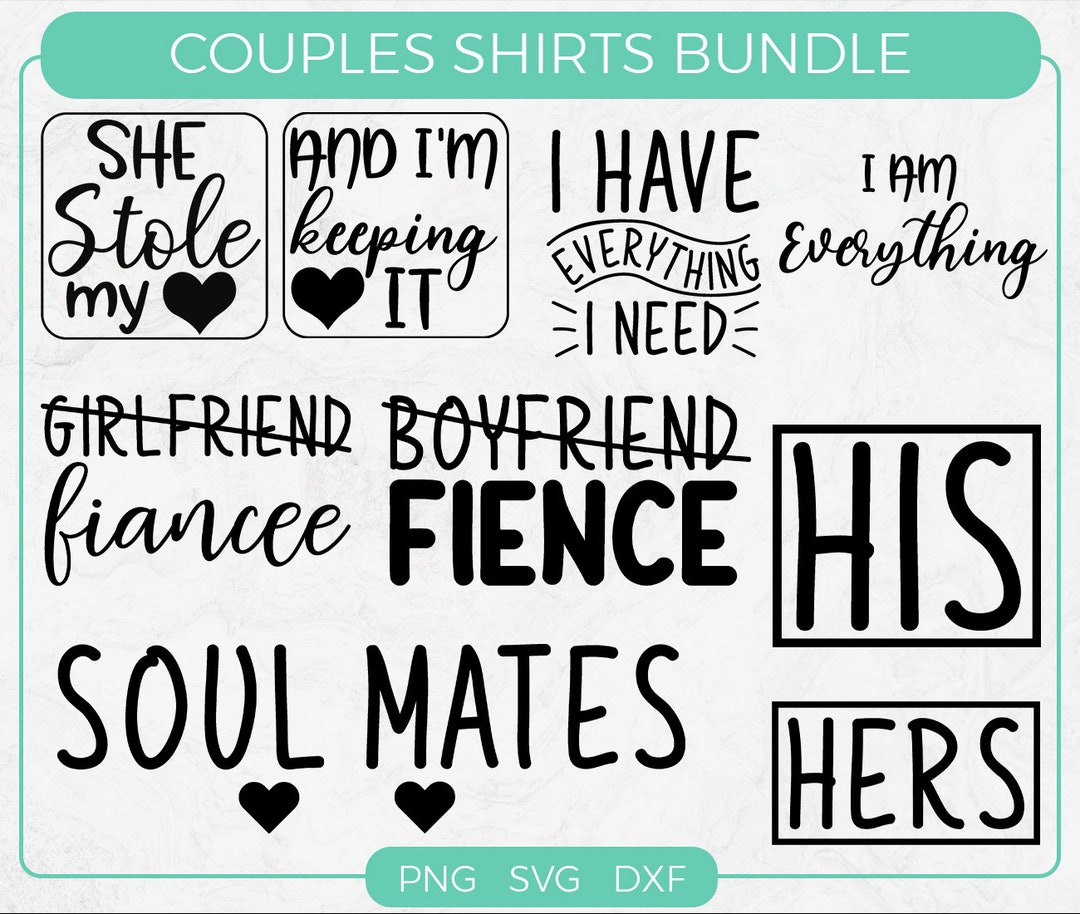 Matching Couple SVG Bundle, Valentine's Day Shirts Designs, Cut File ...