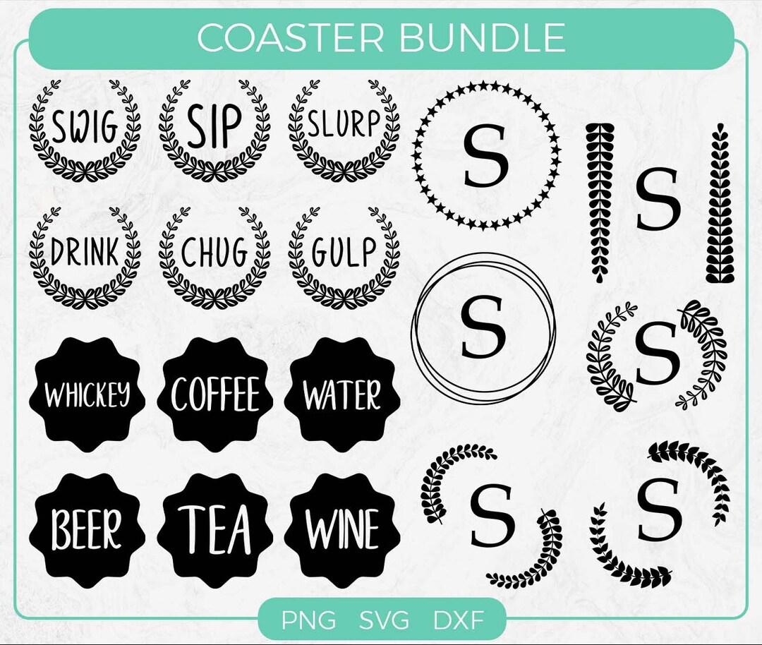 Coaster Svg Bundle, Coffee Coaster Svg, Drink Coaster, Cut File for ...