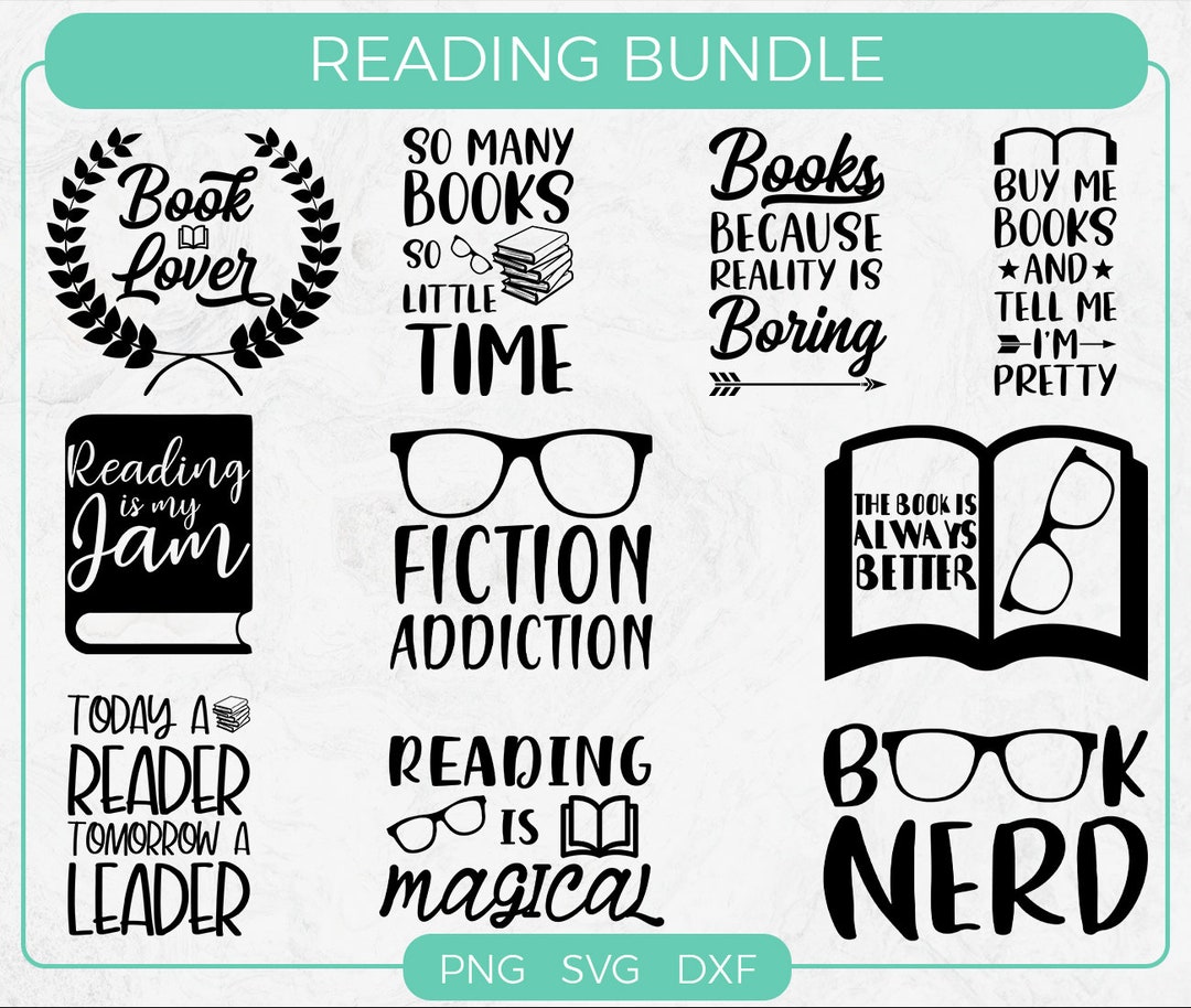 Reading SVG Bundle, School Library Svg, Book Lover Quote and Saying ...