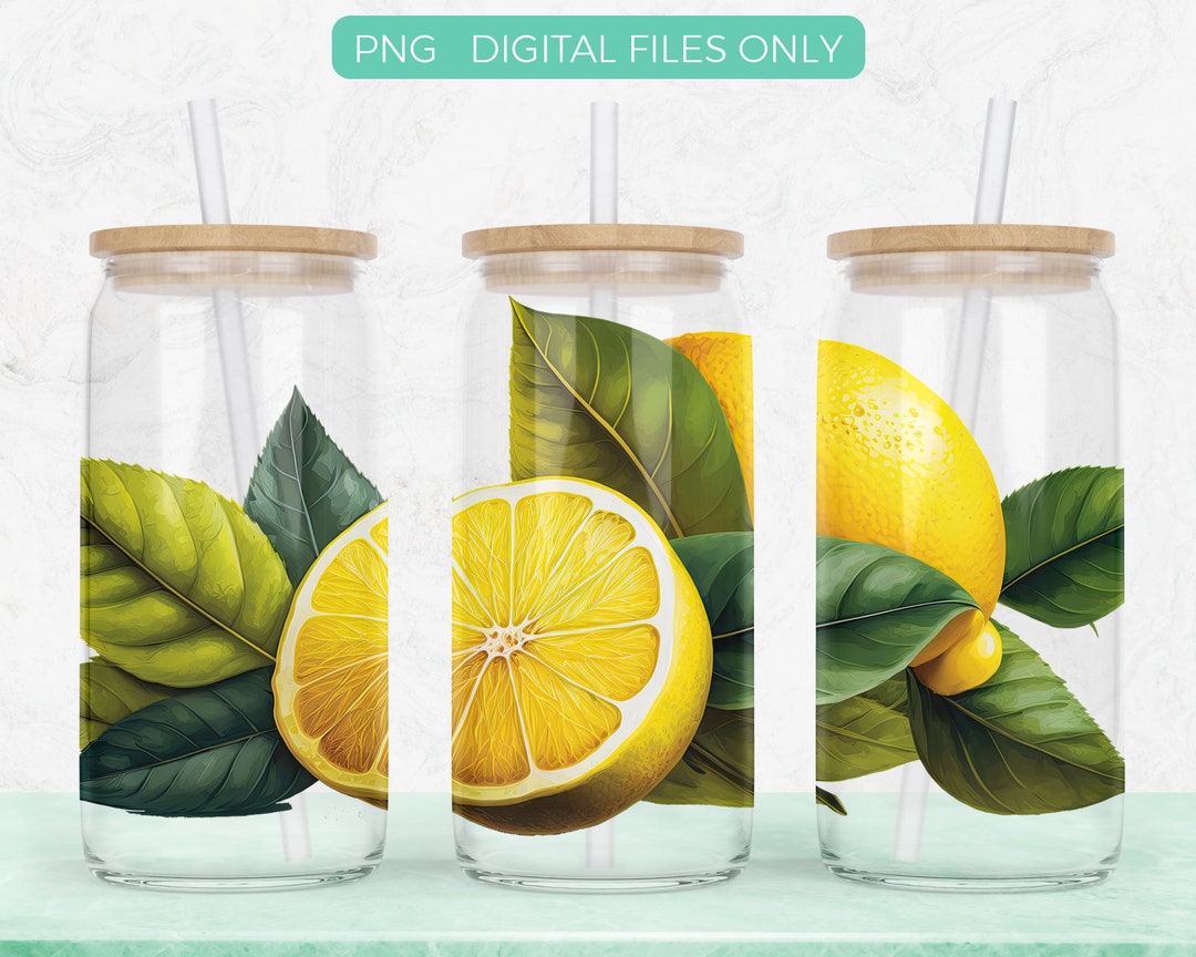 16oz Libbey Glass Can Tumbler Lemon Png Sublimation Design Digital ...