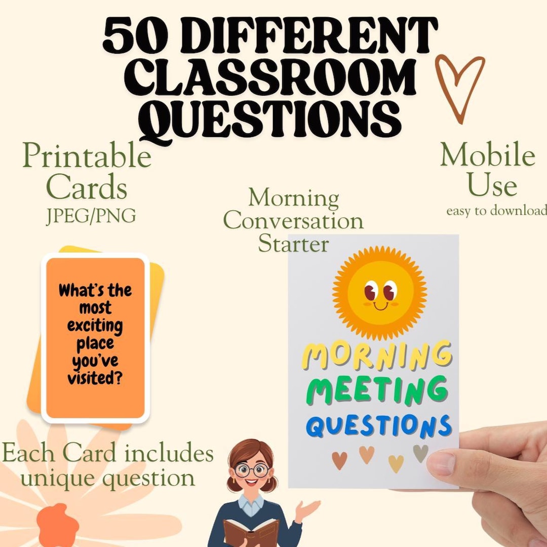 Classroom Conversation Starters: 50 Fun Icebreaker Questions (printable ...