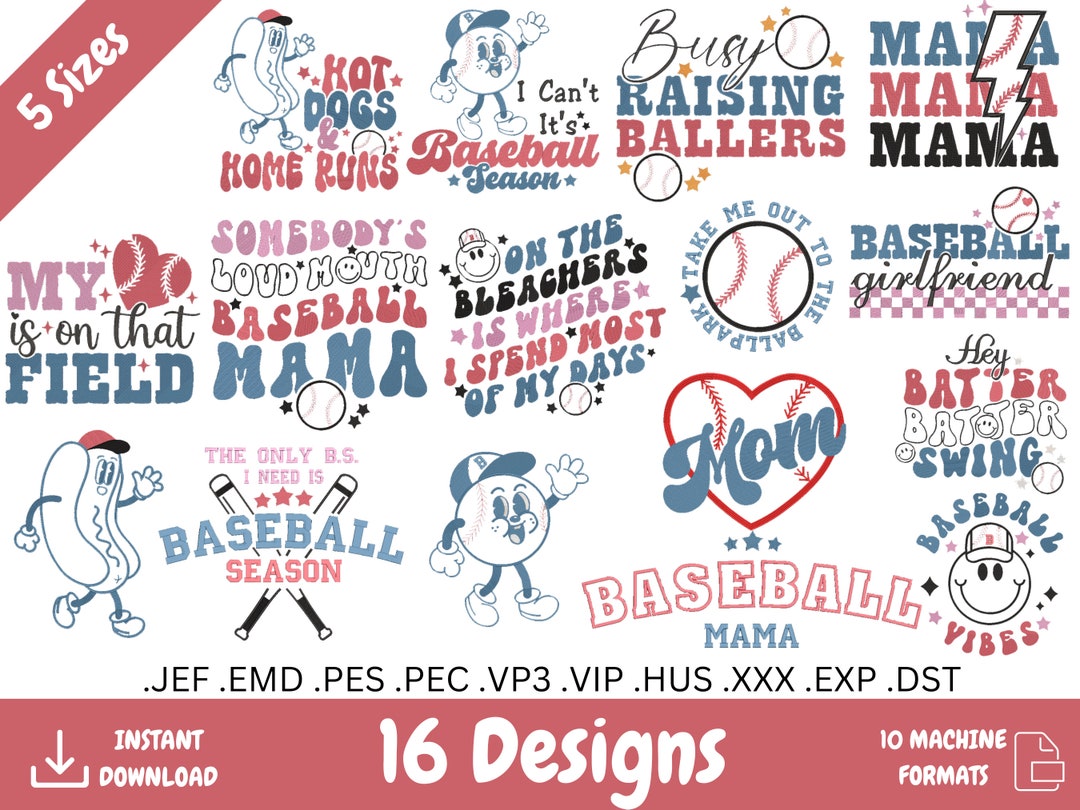 Baseball Embroidery Design Bundle Sports Embroidery File - Etsy