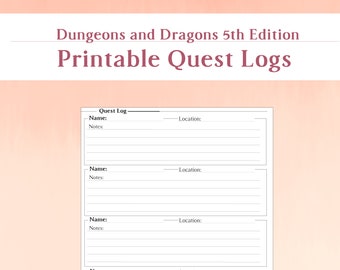 Quest Log Printable - Etsy