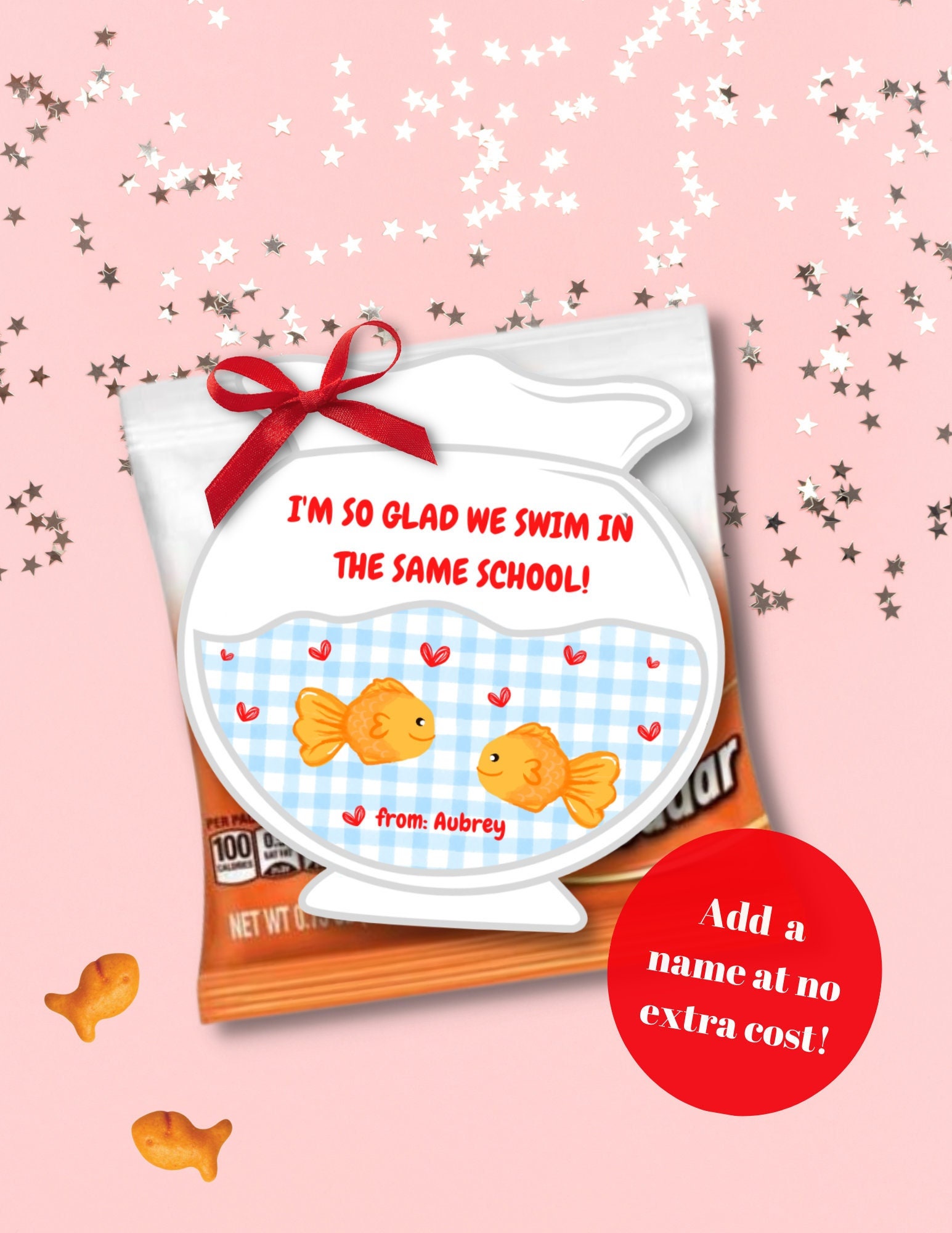Personalized I'm so Glad We Swim in the Same School Goldfish Valentine ...