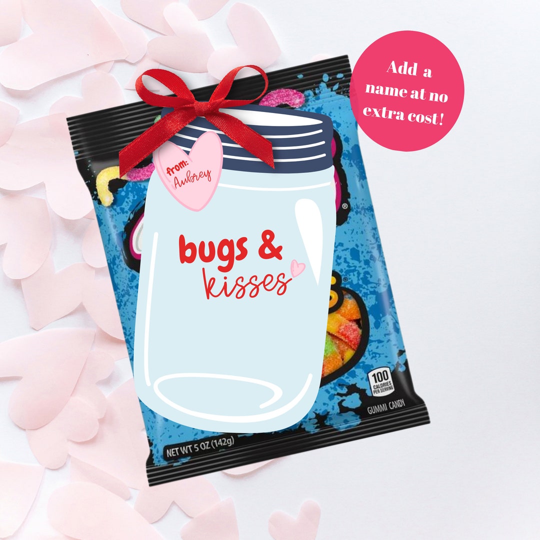 Personalized Bugs and Kisses Valentine Card and Tag (digital Download ...