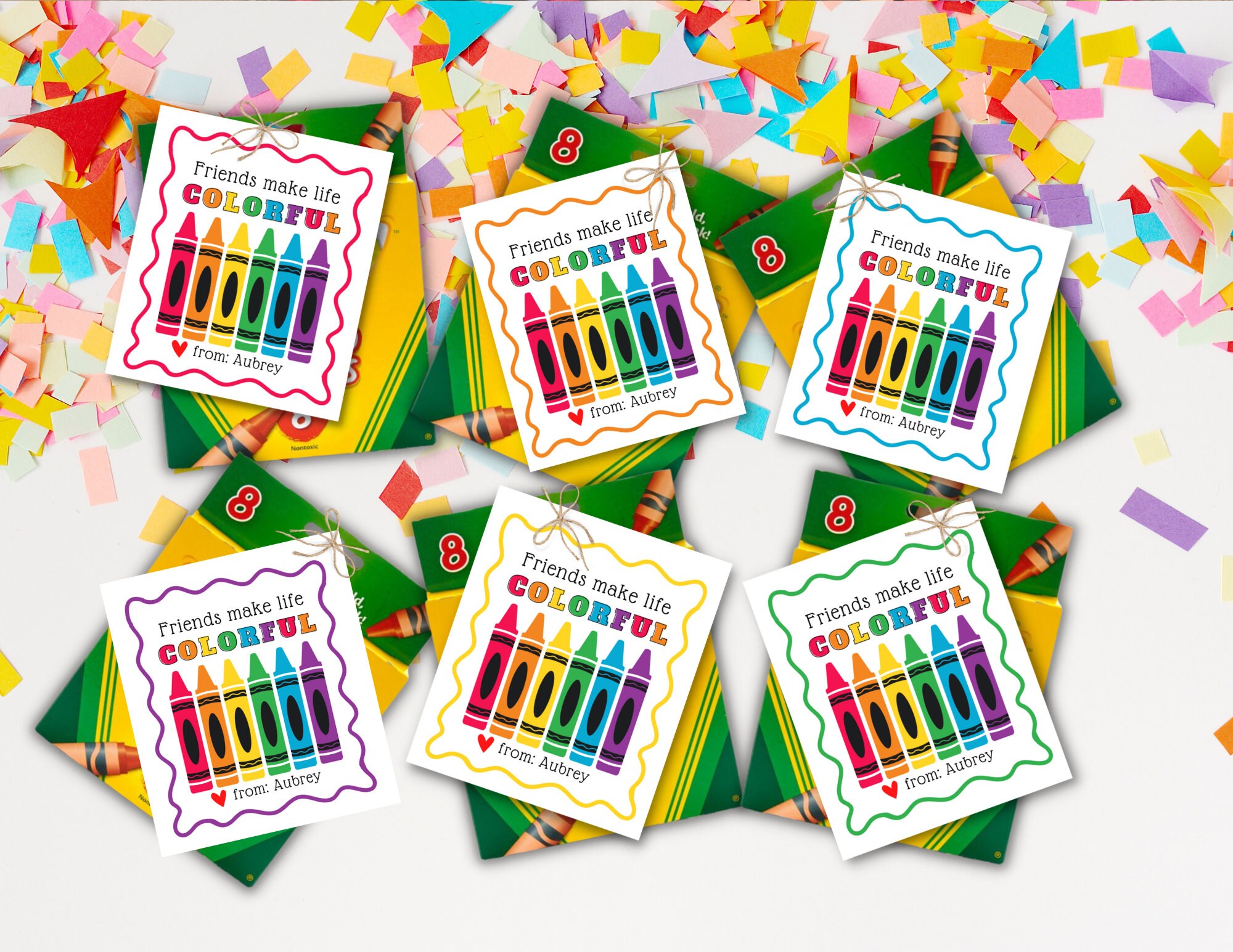 Friends Make Life Colorful Crayon Valentine's Day Class Card Printable ...