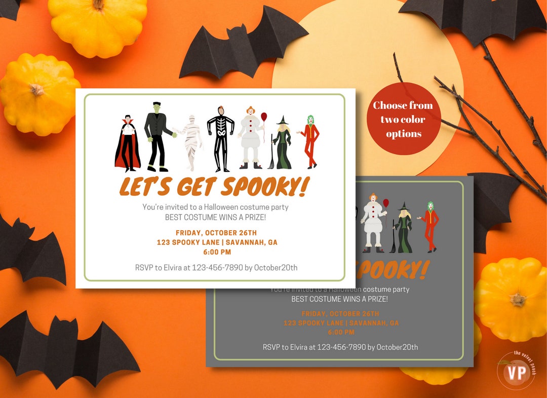 Lets Get Spooky Halloween Costume Party Invitation - Etsy