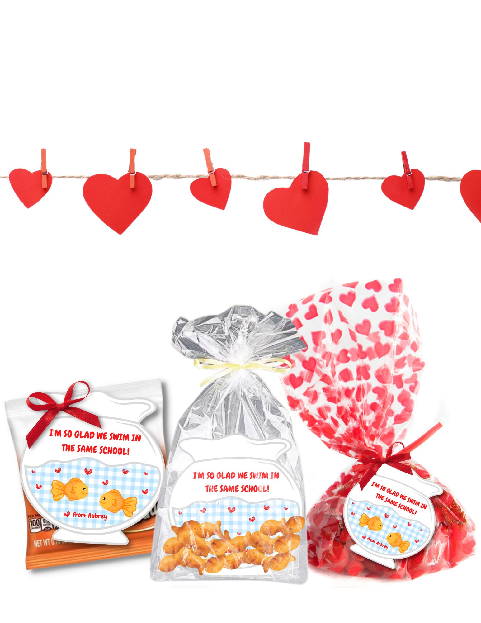 Personalized I'm so Glad We Swim in the Same School Goldfish Valentine ...