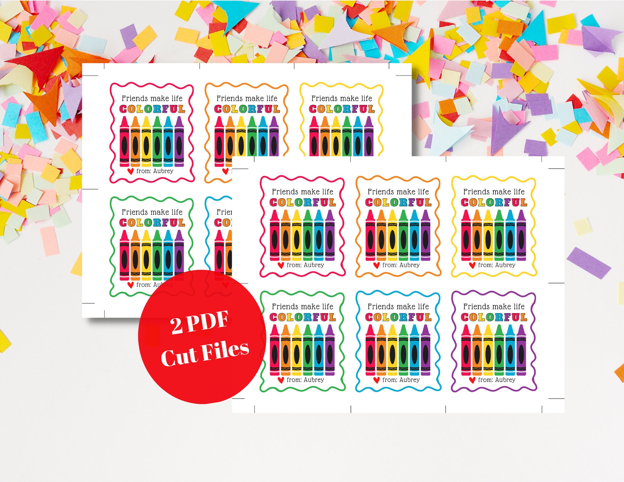 Friends Make Life Colorful Crayon Valentine's Day Class Card Printable ...