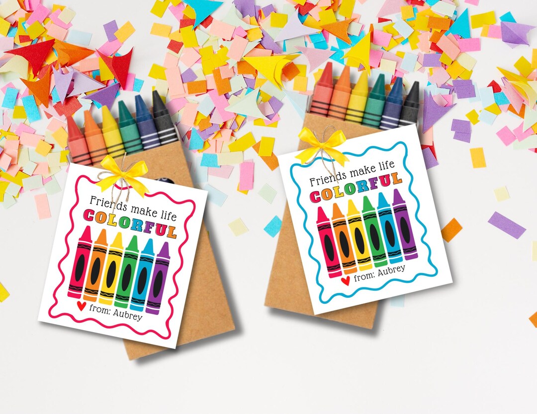Friends Make Life Colorful Crayon Valentine's Day Class Card Printable ...