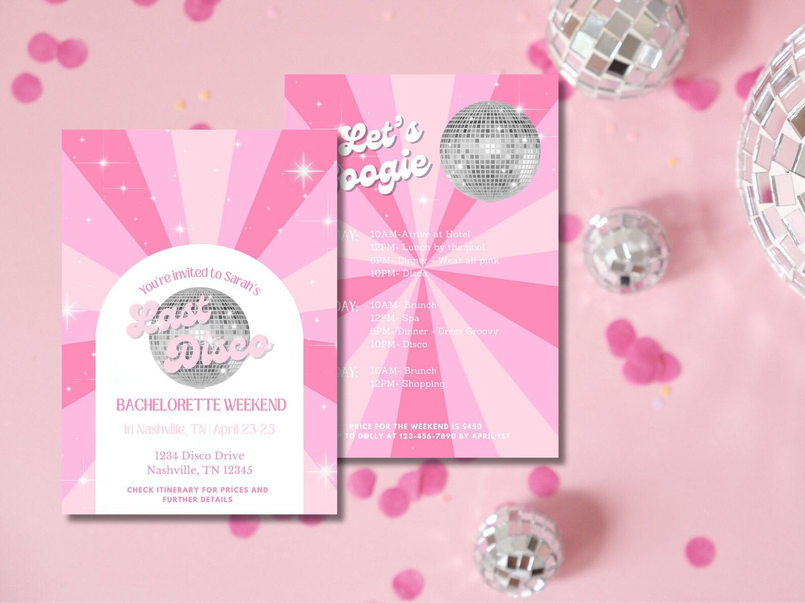 Pink Last Disco Bachelorette Invitation - Etsy