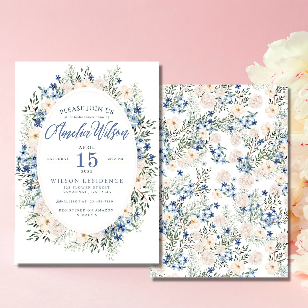 Blush Pink Floral Bridal Shower Invitation: Rose & Dogwood (digital ...