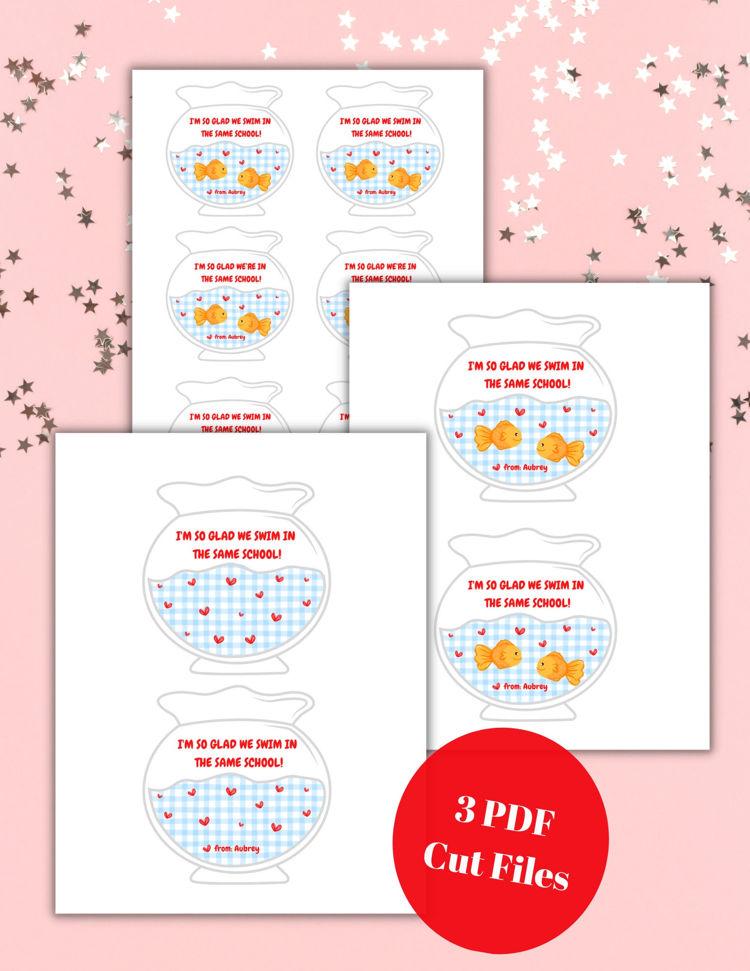 Personalized I'm so Glad We Swim in the Same School Goldfish Valentine ...