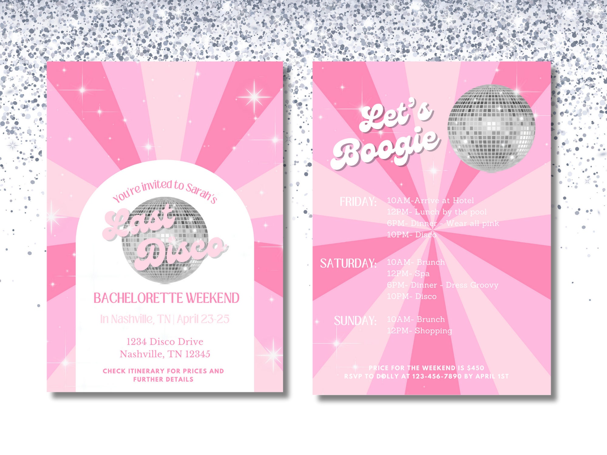 Pink Last Disco Bachelorette Invitation - Etsy