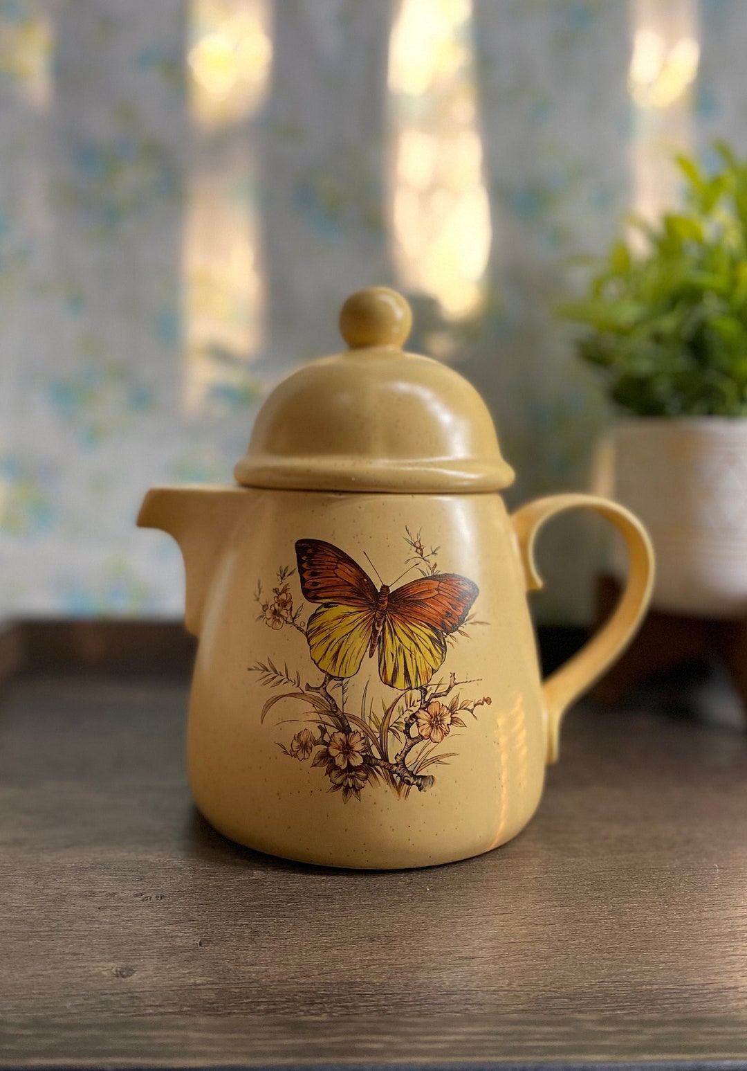 Vintage Treasure Craft Stoneware 1970s Butterfly Teapot With Lid - Etsy