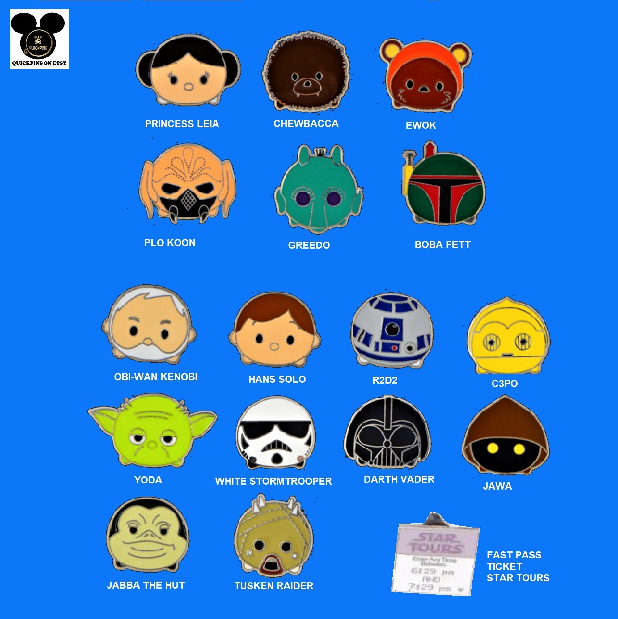 Disney Star Wars Tsum Tsum Pins Your Choice princess Leia Chewbacca Ewok Boba Fett Plo Koon Disney Trading Pins Etsy Australia