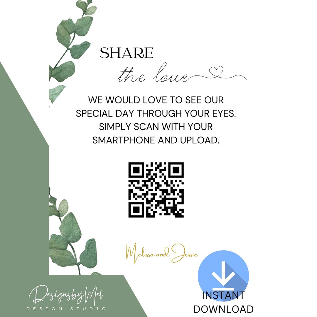 Share the Love Photo Sign QR Code Templet - Etsy
