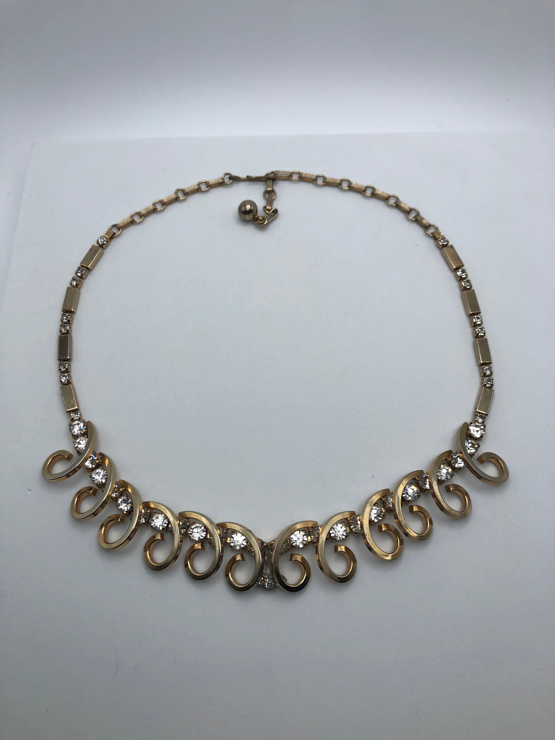 Elegant Vintage Rhinestone/gold Tone Choker Necklace, Vintage Bling ...