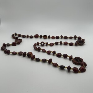 Tribal Seed Necklace, Carved Nut Shell and Seed Vintage Necklace, Boho ...