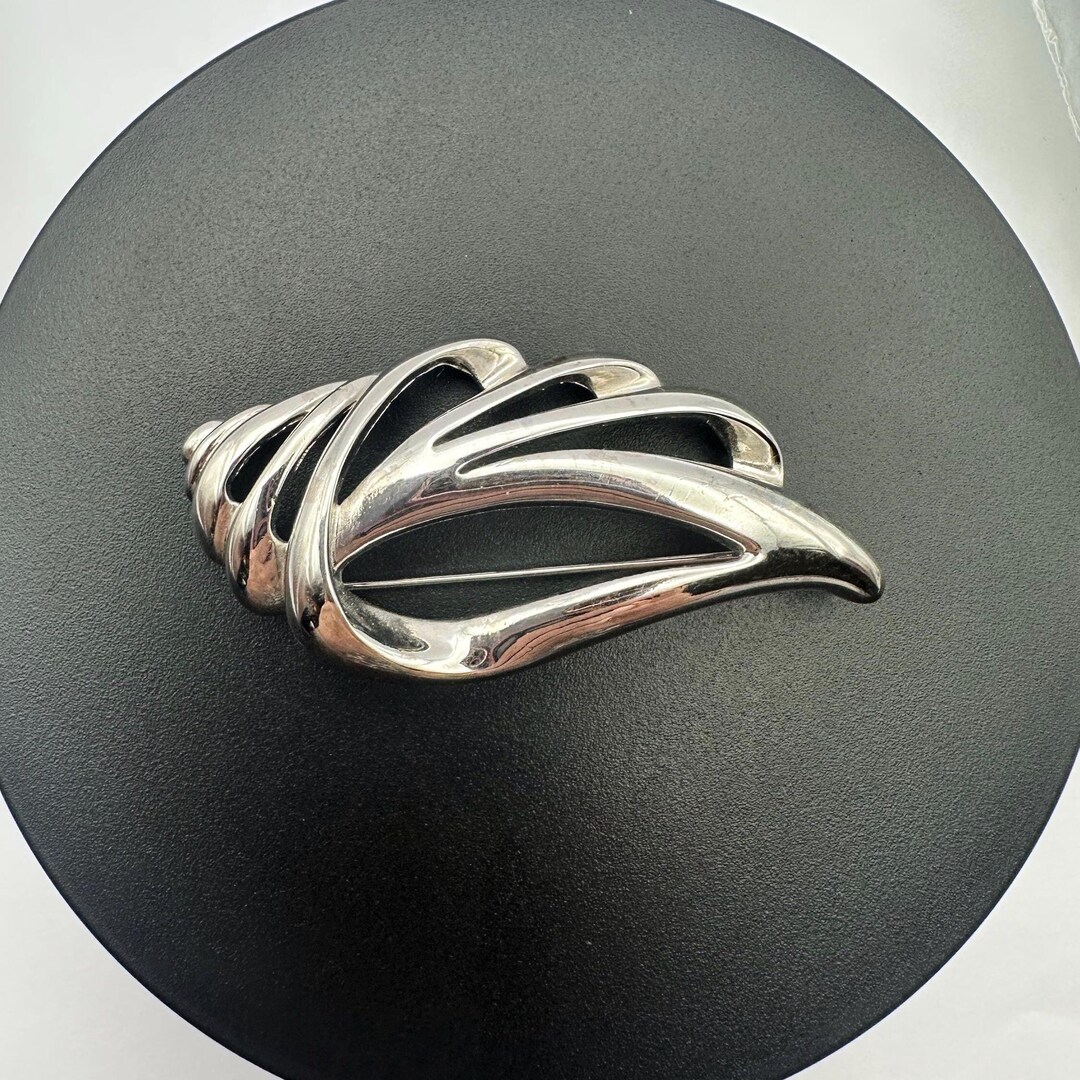 Vintage Piscitelli Seashell Brooch: Silver Tone Rare Pin - Etsy