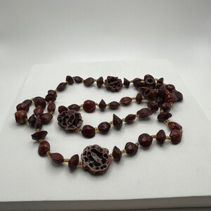 Tribal Seed Necklace, Carved Nut Shell and Seed Vintage Necklace, Boho ...
