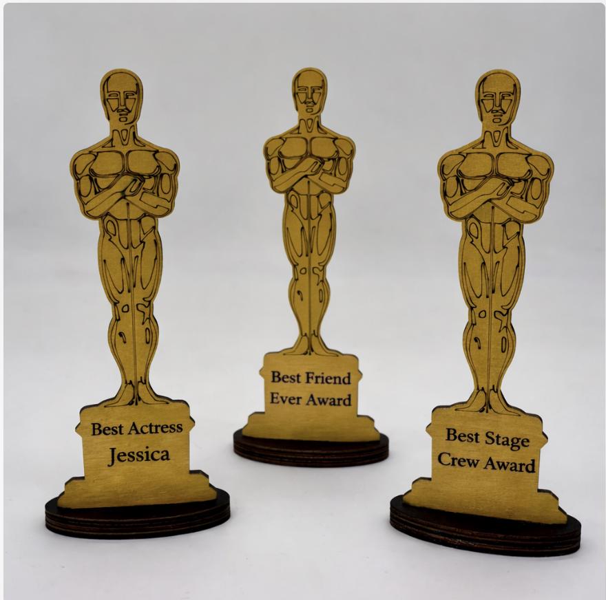 Personalized Oscar Inspired Statue, 7 Inch Wood Engraved Statue, School ...