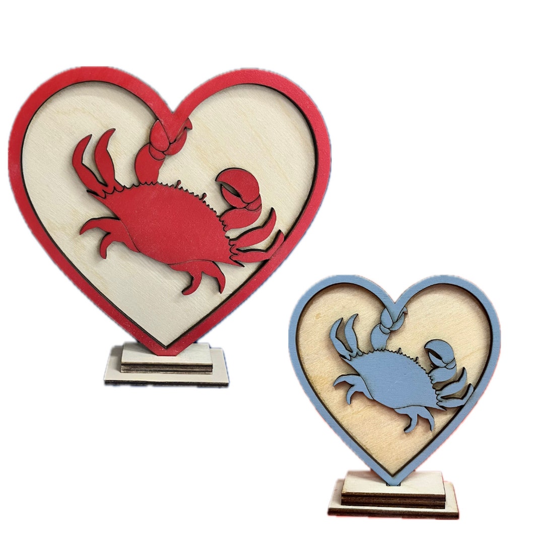 Maryland Blue Crab Valentine Heart: Coastal Tiered Tray Decor - Etsy